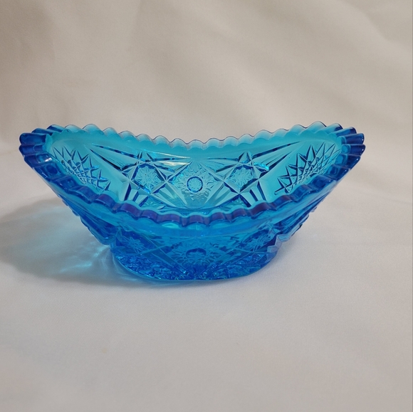 Accents | Vintage Cobalt Blue Depression Glass Cut Crystal Oval Candy ...